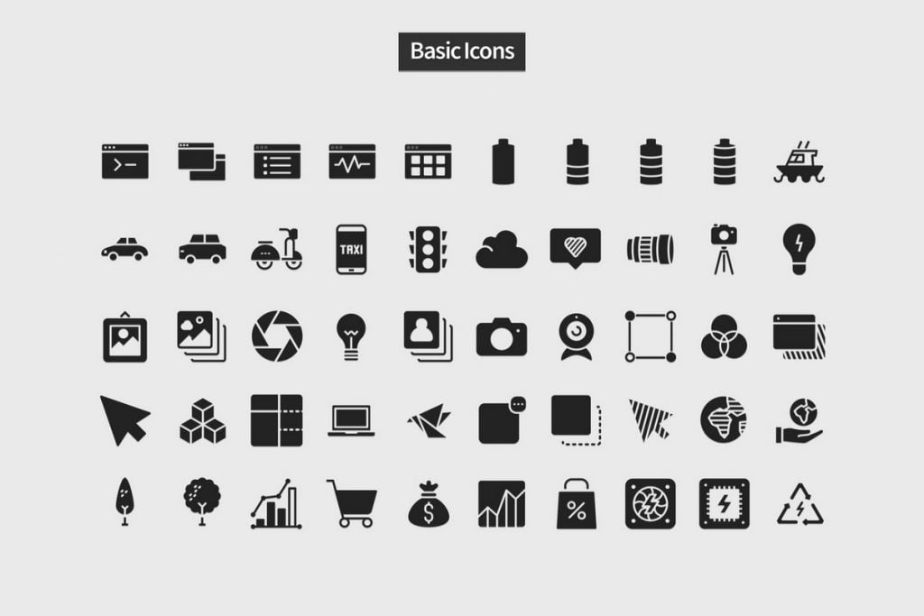 Basic Icons - PowerPoint Slide Master Templates & Infographics