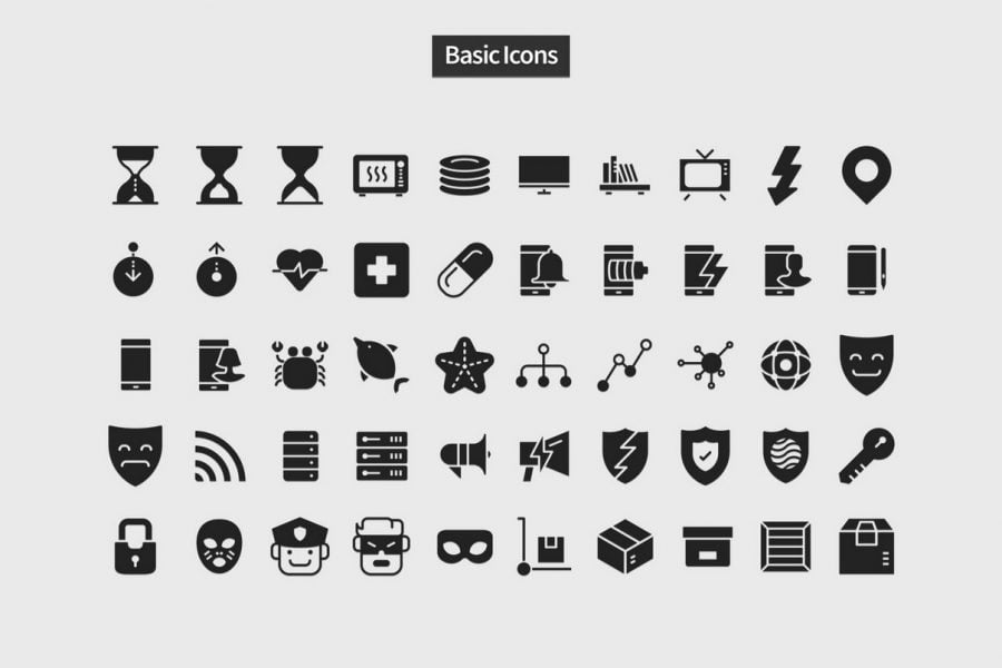 Basic Icons - PowerPoint Slide Master Templates & Infographics