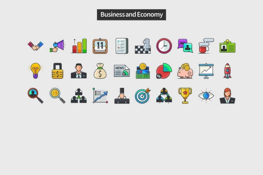 Filled Outline Icons - PowerPoint Slide Master Templates & Infographics