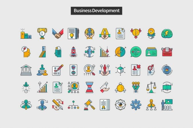 Filled Outline Icons - PowerPoint Slide Master Templates & Infographics