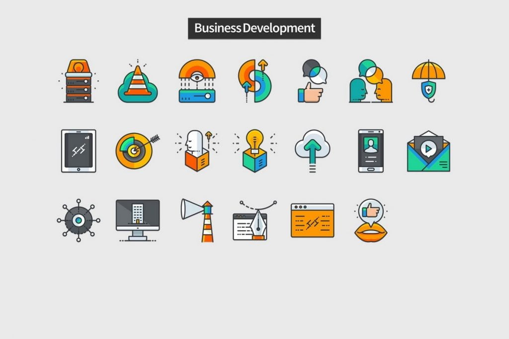 Filled Outline Icons - PowerPoint Slide Master Templates & Infographics