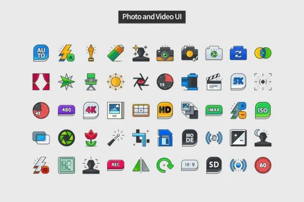 Filled Outline Icons - PowerPoint Slide Master Templates & Infographics