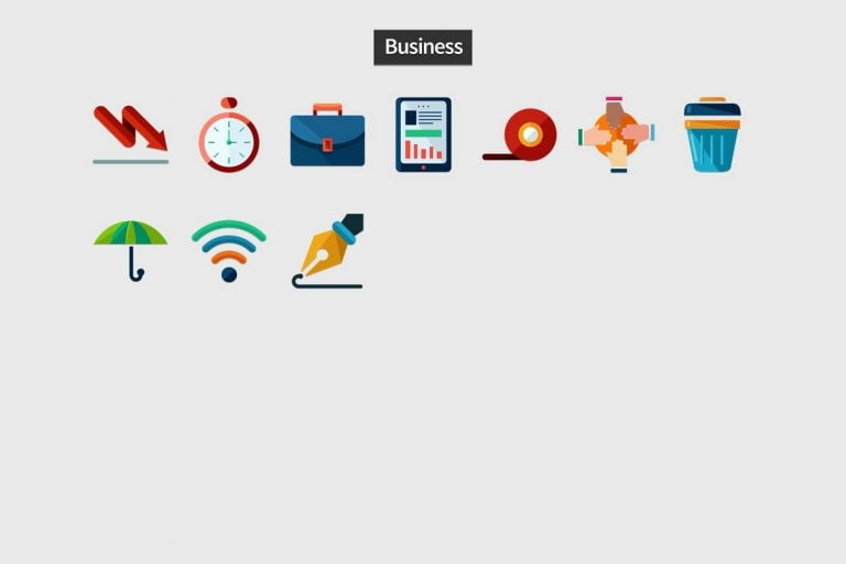 Flat Icons - PowerPoint Slide Master Templates & Infographics