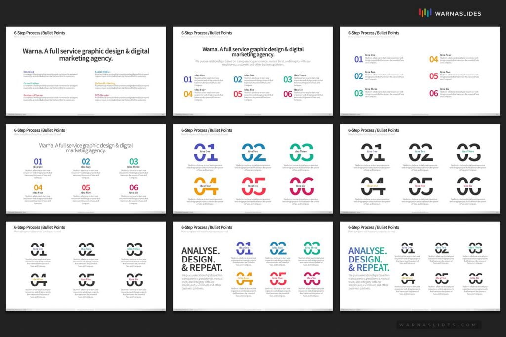 6 Bullet Points PowerPoint Template - PowerPoint Slide Master Templates ...