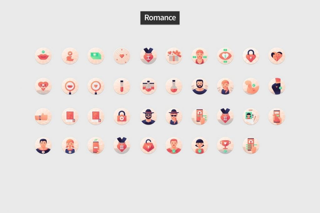 Gradient Icons - Round - PowerPoint Slide Master Templates & Infographics