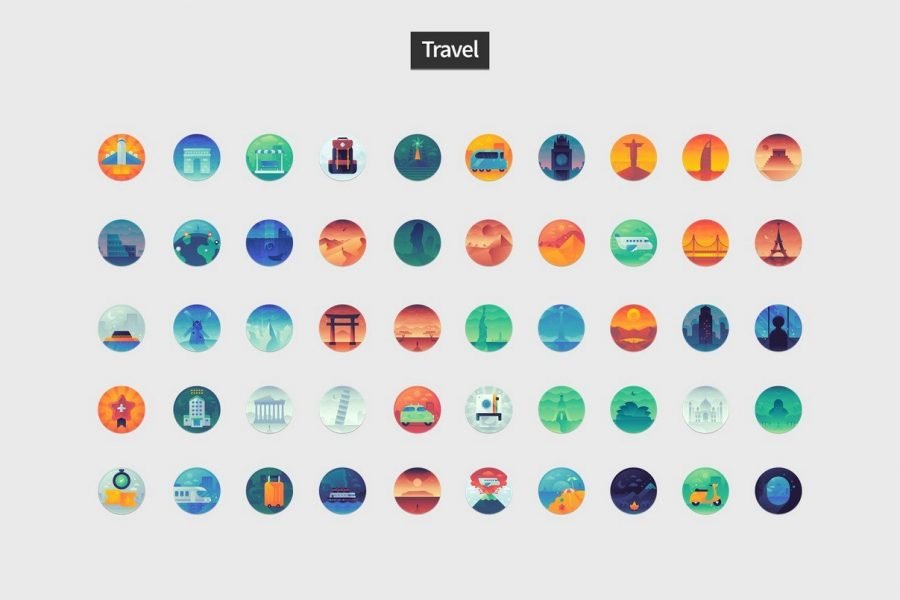 Gradient Icons - Round - PowerPoint Slide Master Templates & Infographics