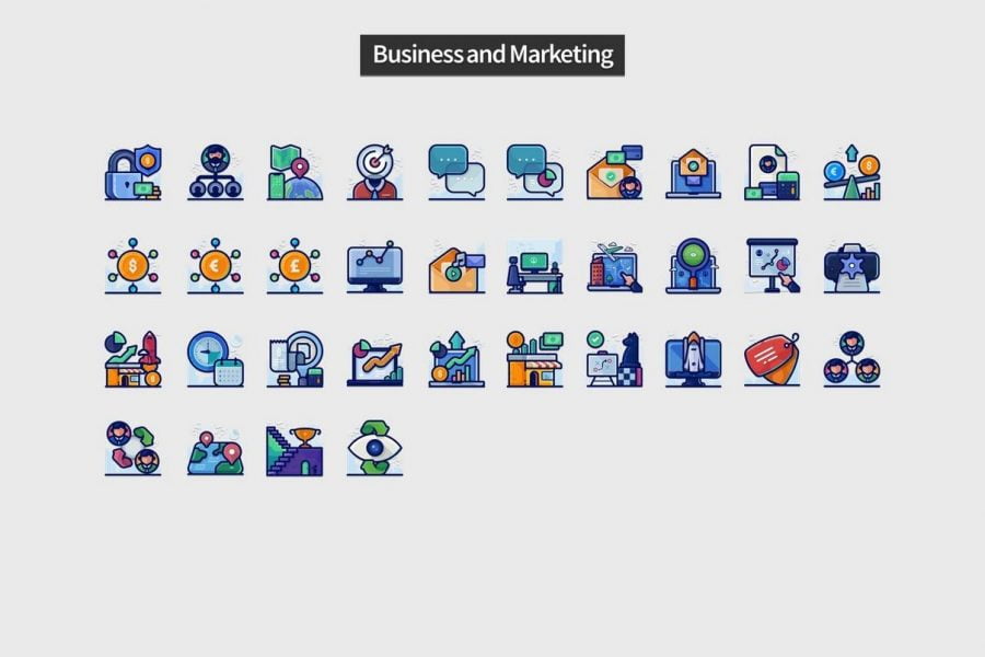 Detailed Outline Icons - PowerPoint Slide Master Templates & Infographics