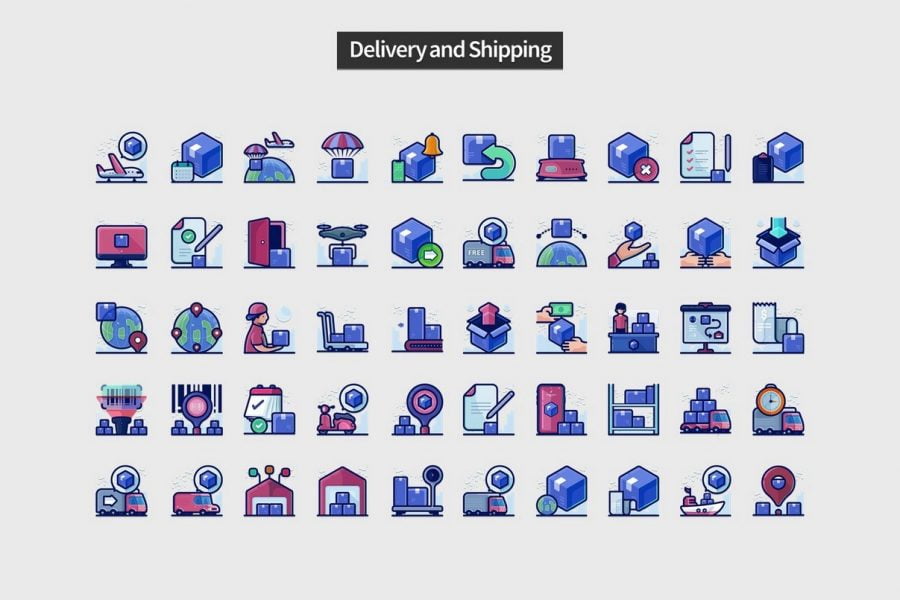 Detailed Outline Icons - PowerPoint Slide Master Templates & Infographics