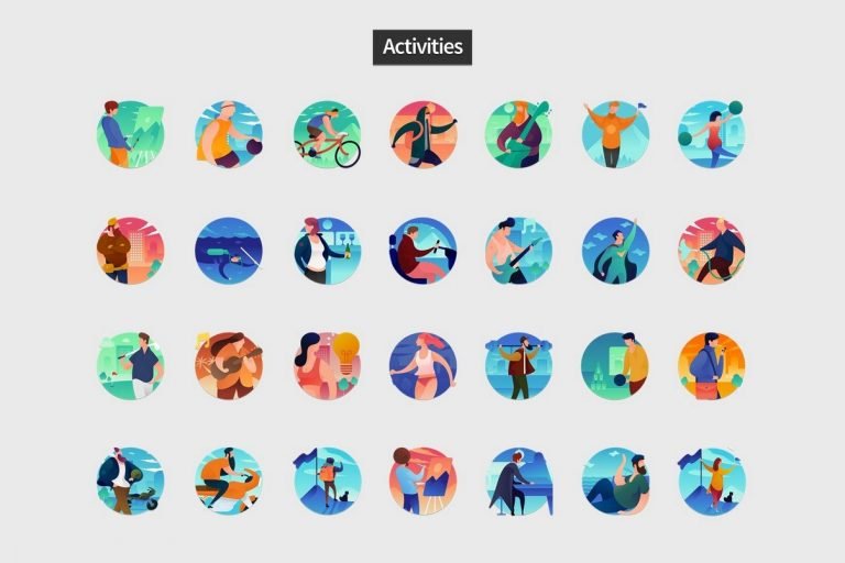 Flat Icons - Round - PowerPoint Slide Master Templates & Infographics