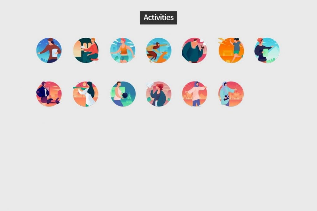 Flat Icons - Round - PowerPoint Slide Master Templates & Infographics
