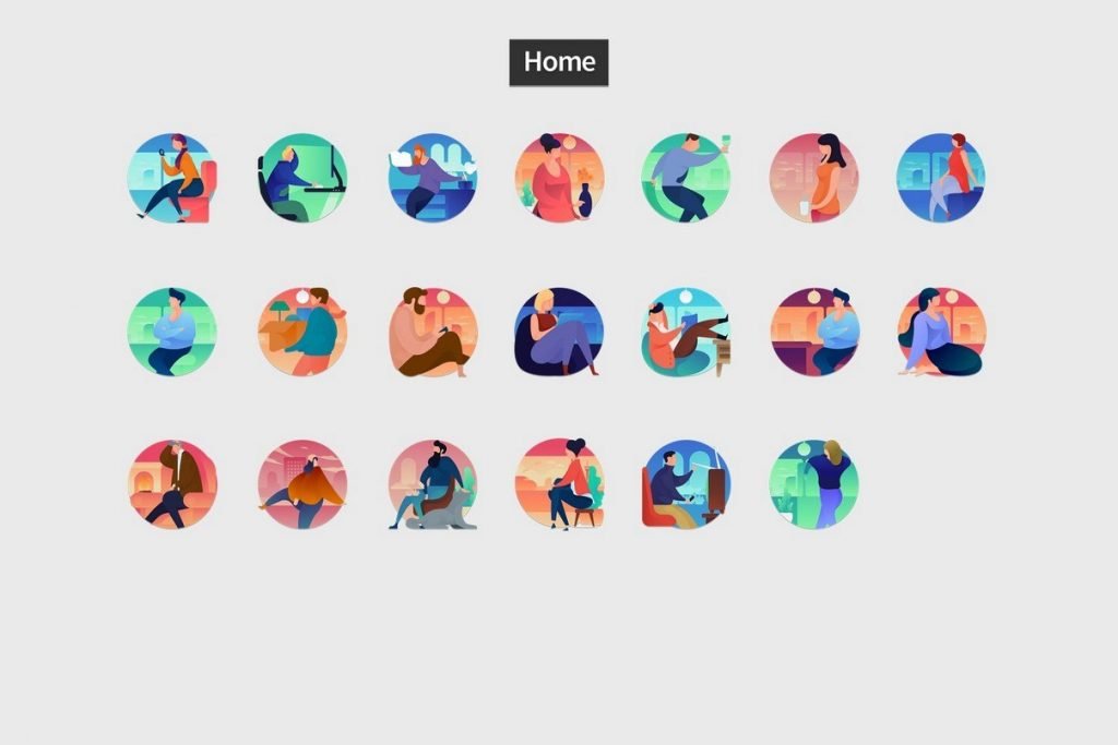 Flat Icons - Round - PowerPoint Slide Master Templates & Infographics