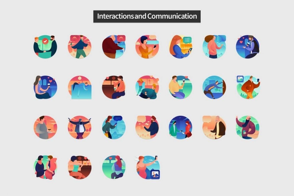 Flat Icons - Round - PowerPoint Slide Master Templates & Infographics