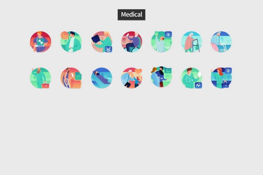 Flat Icons - Round - PowerPoint Slide Master Templates & Infographics