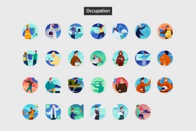 Flat Icons - Round - PowerPoint Slide Master Templates & Infographics