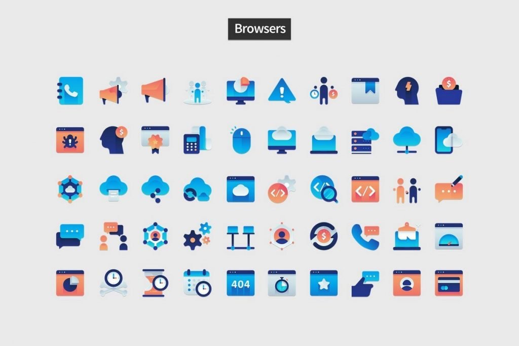 Gradient Icons - PowerPoint Slide Master Templates & Infographics
