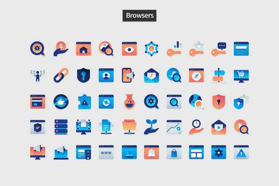 Gradient Icons - PowerPoint Slide Master Templates & Infographics