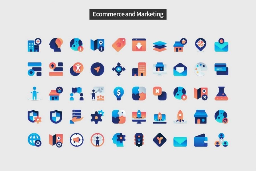 Gradient Icons - PowerPoint Slide Master Templates & Infographics