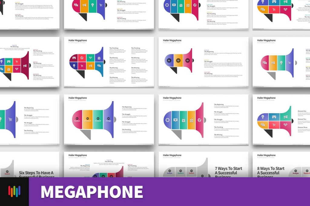Megaphone/Loudhailer Shape PowerPoint Templates - PowerPoint Slide ...