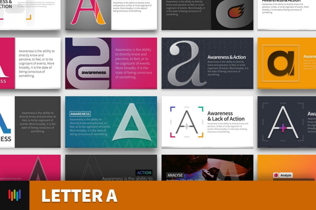 Letter A Typography PowerPoint Template - PowerPoint Slide Master ...